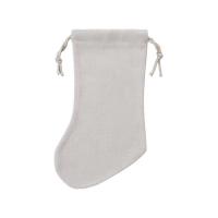 China Personalised Christmas Decorations Sublimation Linen Christmas Stockings Blanks With White Cotton Cords for sale
