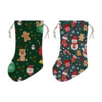 China Personalised Christmas Decorations Sublimation Linen Christmas Stockings Blanks With White Cotton Cords for sale