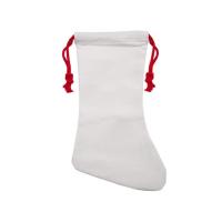 China Personalised Christmas Decorations Sublimation Linen Christmas Stockings Blanks With White Cotton Cords for sale