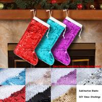 China OEM Custom Sublimation Sequin Christmas Stocking Blanks Sublimation Christmas Decorations for sale