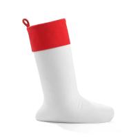 China Sublimation Xmas Decorations Personalized Charpie Sublimation Blank Christmas Stockings With Red Cuff for sale