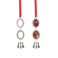 China Custom Christmas Decoration Double Charms Bell Metal Xmas Pendent Sublimation Christmas Ornaments for sale