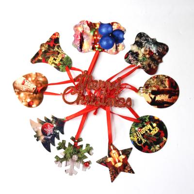 China Sublimation Christmas Gifts Supply Double Sided Aluminum Sublimation Christmas Ornaments Blanks for sale