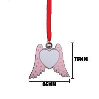 China Sublimation Blank Metal Angel Wings Christmas Ornaments Custom Christmas Gifts for sale