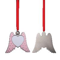 China Sublimation Blank Metal Angel Wings Christmas Ornaments Custom Christmas Gifts for sale