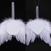 China Customized Logo Angel Wing Xmas Hanging Ornaments Sublimation Blank Feather Wing Christmas Wedding Party Decoration for sale