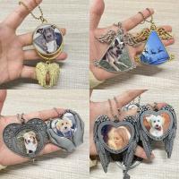 China Custom Metal Car Hanging Ornaments Sublimation Double Sided Photo DIY Angel Wings Car Interior Ornaments for sale