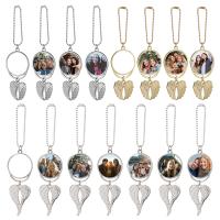 China Custom Metal Car Hanging Ornaments Sublimation Double Sided Photo DIY Angel Wings Car Interior Ornaments for sale