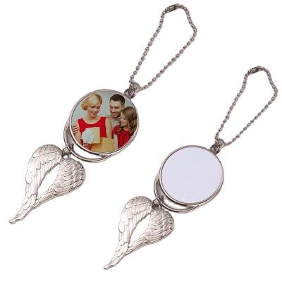 China Sublimation Blank Angel Wing Car Hanger Custom Sublimation Aluminum Christmas Ornament for sale