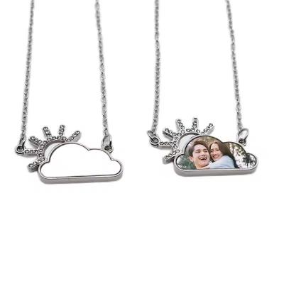 China DIY Printing Silver Blank Sublimation Cloud Photo Necklace For Valentine'S Day Gifts Custom Picture Necklace for sale