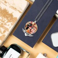 China Sublimation Photo Necklace Blanks Wings Pendant Ornament Diy Printing Customized Logo Sublimation Angel Wing Necklace for sale