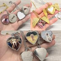 China Sublimation Heart Shape Sliding Silver Locket Necklace Custom Printing Sublimation DIY Blank Love Necklace Picture Pendant for sale