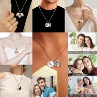China Sublimation Heart Shape Sliding Silver Locket Necklace Custom Printing Sublimation DIY Blank Love Necklace Picture Pendant for sale