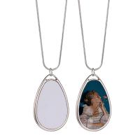China Custom Picture Necklace Teardrop Shape Metal Necklace DIY Sublimation Necklace Blanks for sale
