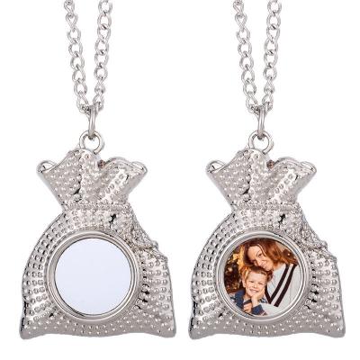 China Personalized Sublimation Christmas Lucky Bag Hanging Pendant Necklace custom metal necklace for sale