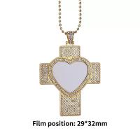 China Hip Hop Men Cross Necklace Sublimation Rhinestone Necklace Jewelry Blanks for sale