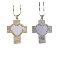 China Hip Hop Men Cross Necklace Sublimation Rhinestone Necklace Jewelry Blanks for sale