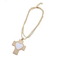 China Hip Hop Men Cross Necklace Sublimation Rhinestone Necklace Jewelry Blanks for sale