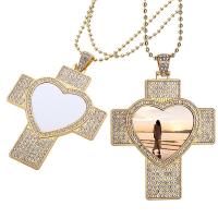 China Hip Hop Men Cross Necklace Sublimation Rhinestone Necklace Jewelry Blanks for sale