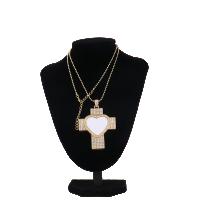 China Hip Hop Men Cross Necklace Sublimation Rhinestone Necklace Jewelry Blanks for sale