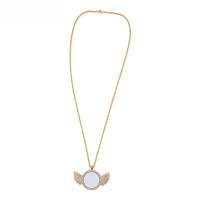 China Jewelry Experience Pendant Necklace Sublimation Blank Rhinestones Wing Necklace for sale