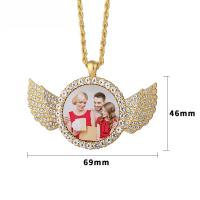 China Jewelry Experience Pendant Necklace Sublimation Blank Rhinestones Wing Necklace for sale