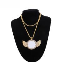 China Jewelry Experience Pendant Necklace Sublimation Blank Rhinestones Wing Necklace for sale