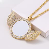 China Jewelry Experience Pendant Necklace Sublimation Blank Rhinestones Wing Necklace for sale