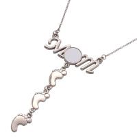 China Mothers Day Gift Mom Necklace Sublimation Footprint Necklace Personalised Necklace For Mum And Baby for sale