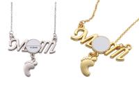 China Mothers Day Gift Mom Necklace Sublimation Footprint Necklace Personalised Necklace For Mum And Baby for sale