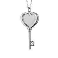 China Valentine's Day Gift Sublimation Zinc Alloy DIY Photo Heart Key Necklace for sale