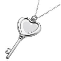 China Valentine's Day Gift Sublimation Zinc Alloy DIY Photo Heart Key Necklace for sale