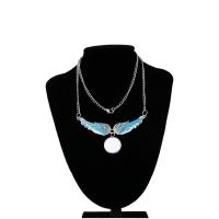 China Personalized Photo Necklace Fashion Angel Wings Snap Button Pendant Necklace Sublimation Blank Necklace for sale