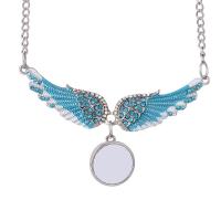 China Personalized Photo Necklace Fashion Angel Wings Snap Button Pendant Necklace Sublimation Blank Necklace for sale