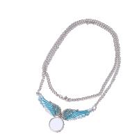 China Personalized Photo Necklace Fashion Angel Wings Snap Button Pendant Necklace Sublimation Blank Necklace for sale