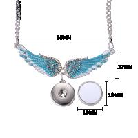 China Personalized Photo Necklace Fashion Angel Wings Snap Button Pendant Necklace Sublimation Blank Necklace for sale