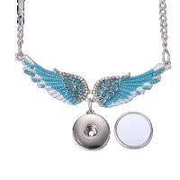China Personalized Photo Necklace Fashion Angel Wings Snap Button Pendant Necklace Sublimation Blank Necklace for sale