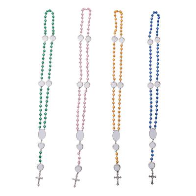 China Custom Rosary Necklace Jewellery Blanks Sublimation Blank Rosary Beads Necklace for sale