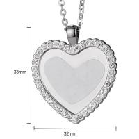 China Jewelry Necklace Souvenir Gift Heart Locket Necklace Sublimation Heart Shaped Diamond Necklace for sale