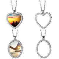 China Jewelry Necklace Souvenir Gift Heart Locket Necklace Sublimation Heart Shaped Diamond Necklace for sale
