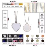 China Custom Heart Photo Necklace Sublimation Silver Heart Pendant Necklace for sale