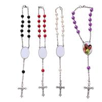 China Multicolor Sublimation Beads Rosary Cross Bracelet Jewelry Blanks for sale