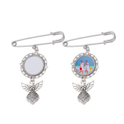 China Customizable Personalized Angel Wings Metal Sublimation Brooch Wings Brooch for sale