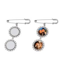 China Blank Silver Round Brooches Sublimation Pin Brooches Pendant Gift For Wedding for sale