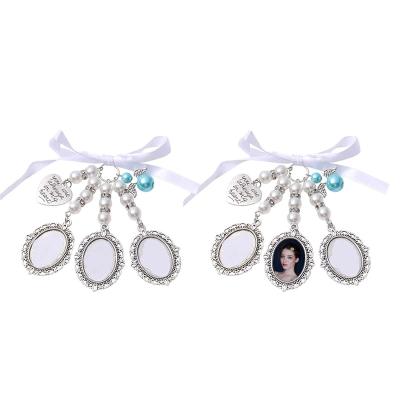 China Pearl Pendant Wedding Bouquet Charm Photo Pendants DIY Sublimation Wedding Bouquet Charms for sale
