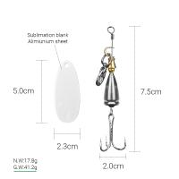 China Sublimation Gift Box Custom Blank Metal Aluminum Plate Plumb Three Hook Fishing Hook For Outdoor Fishing for sale