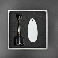 China Sublimation Gift Box Custom Blank Metal Aluminum Plate Plumb Three Hook Fishing Hook For Outdoor Fishing for sale