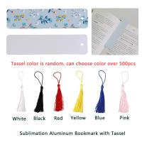China Custom Photo Bookmark Metal Aluminum Bookmarks Gloss White Blank Sublimation Bookmark With Tassel for sale