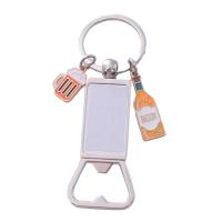 China Fathers Day Gift Diy Custom Metal Keychain Sublimation Beer Bottle Opener Key Chain for sale