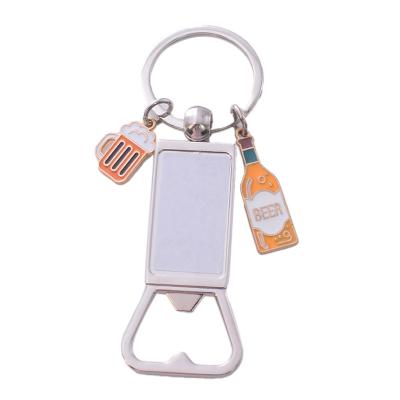 China Fathers Day Gift Diy Custom Metal Keychain Sublimation Beer Bottle Opener Key Chain for sale